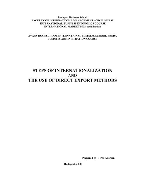 steps of internationalization the use of direct export methods