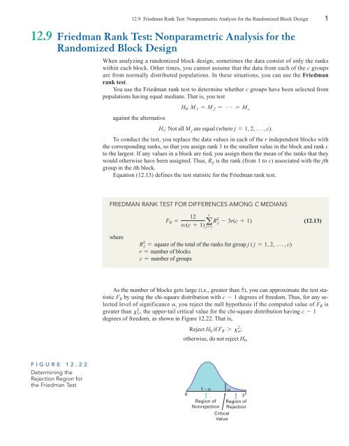 12.9 Friedman Rank Test: Nonparametric Analysis for the ...