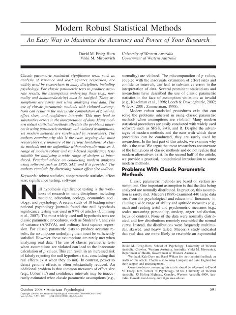 Modern Robust Statistical Methods