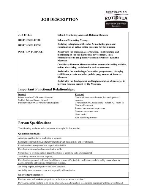 Job Description Example Sales Assistant