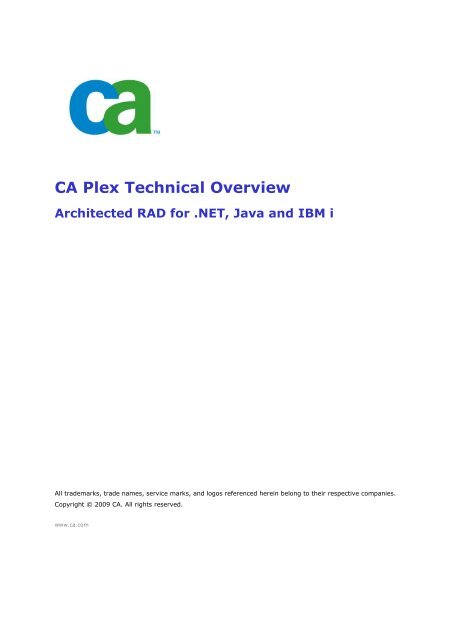CA Plex Technical Overview - Platform Modernization Alliance