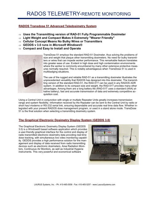 RADOS TELEMETRY-REMOTE MONITORING - Laurus