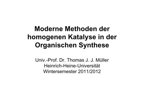 Handout 01 - Fakultät für Chemie an der Heinrich-Heine-Universität