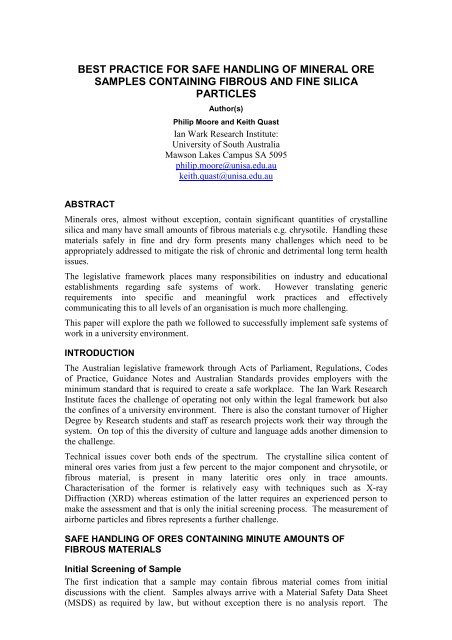 best practice for safe handling of mineral ore samples containing ...