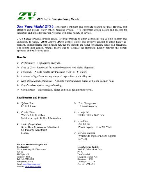 Zen Voce Model ZV30 - Quasys