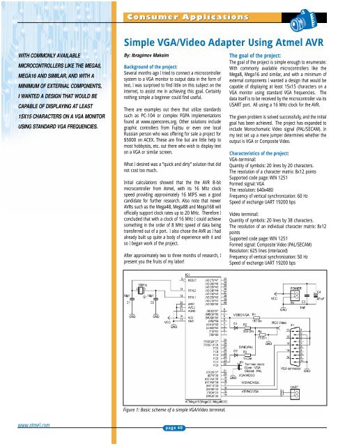 Simple VGA/Video Adapter Using Atmel AVR