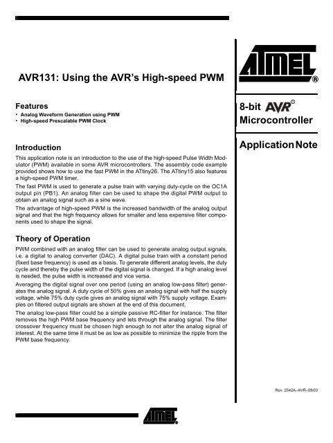 AVR131: Using the AVR's High-speed PWM - Atmel Corporation