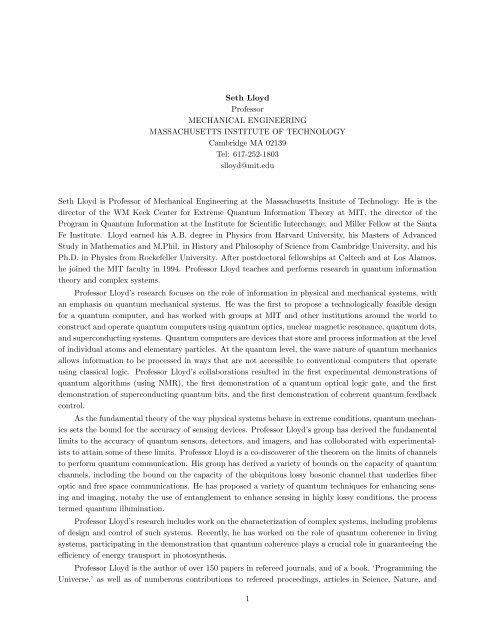 Curriculum Vitae - MIT