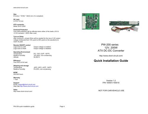 PW-200-M Manual - Short Circuit