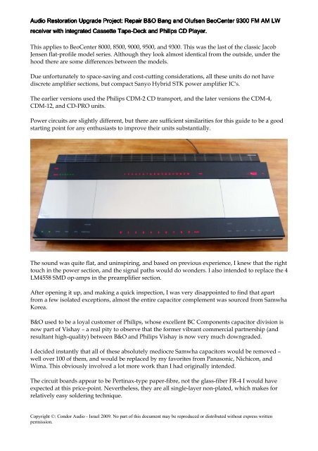 BeoCenter-8000-8500-9000-9300-9500-Receiver - Condor Audio