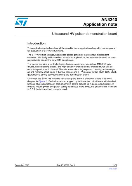 Ultrasound HV pulser demonstration board - STMicroelectronics