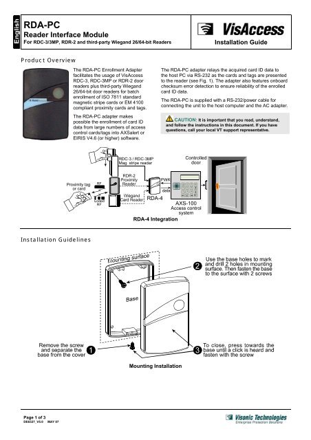 RDA-PC - Visonic Technologies