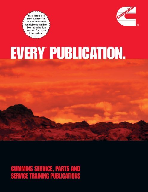 cummins service, parts and service training publications