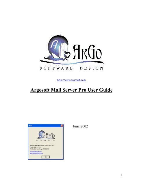 Argosoft Mail Server Pro User Guide Argo Software Design