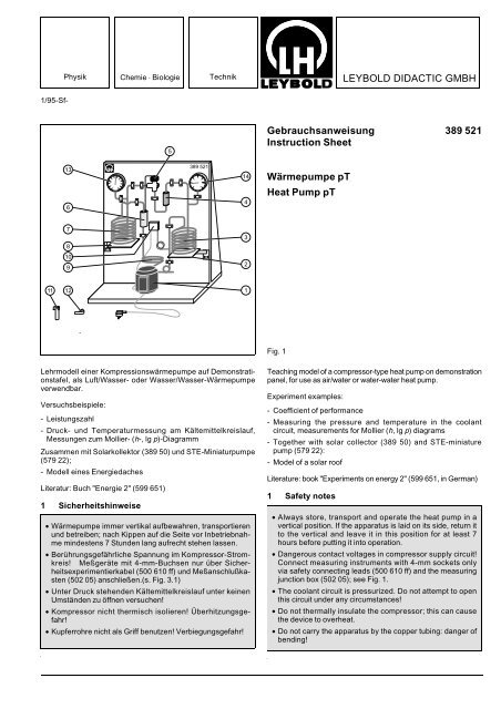 LEYBOLD DIDACTIC GMBH Gebrauchsanweisung 389 521 ...