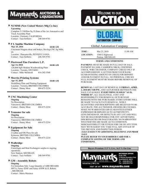 NUMMI (New United Motors Mfg Co Inc) - Maynards Industries