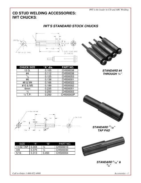 CD STUD WELDING ACCESSORIES: IWT CHUCKS: