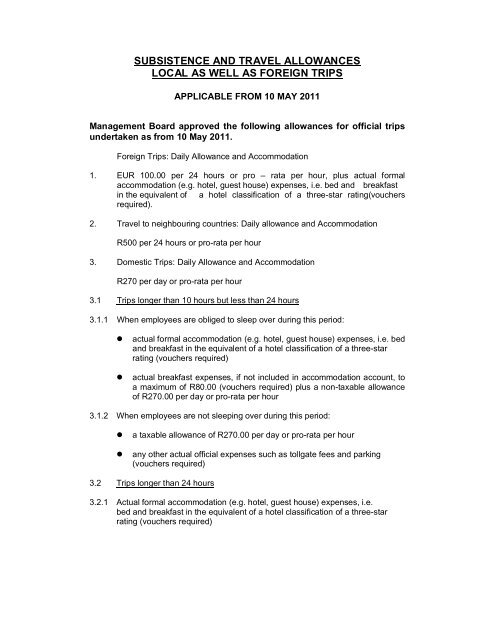 subsistence and travel allowances local as well as foreign ... - Armscor