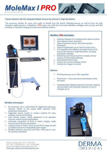 MoleMax I PRO Brochure - Derma Medical Systems
