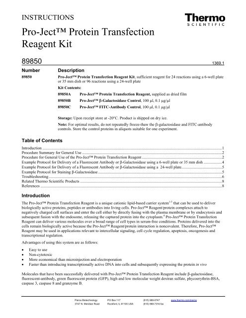 Pro-Ject™ Protein Transfection Reagent Kit - Pierce
