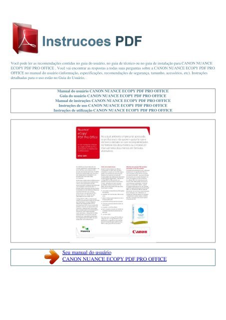 nuance ecopy pdf pro office - INSTRUCOES PDF: Manual de ...