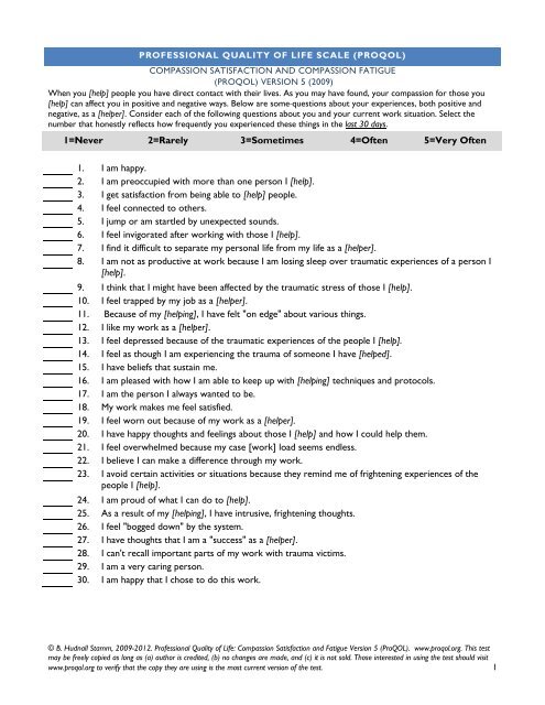 ProQOL 5 - Professional Quality of Life