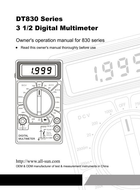 DT830 Series 3 1/2 Digital Multimeter - all-sun