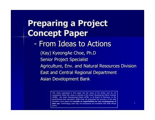 Preparing a Project Concept Paper - Asian Development Bank Institute