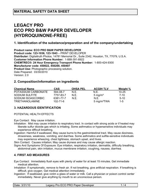 legacy pro eco pro b&w paper developer - DigitalTruth Photo Source