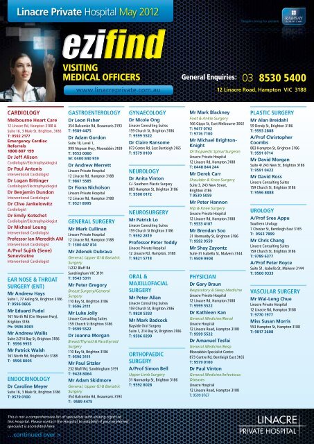 Linacre Private Hospital May 2012