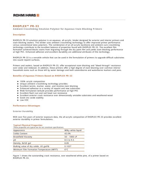 Rhoplex PR-33 - The Dow Chemical Company