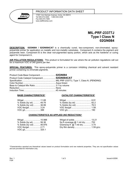 MIL-PRF-23377J Type I Class N 02GN084 - AeroCoat