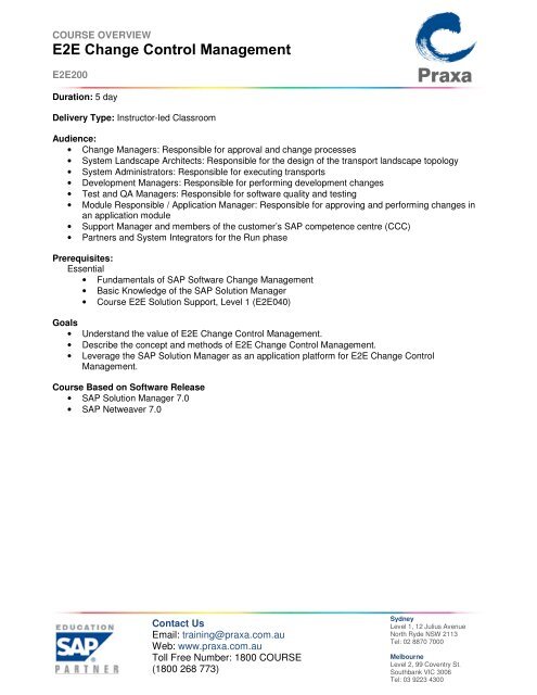 E2E Change Control Management - Brilliant Training & Consulting