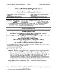 Oxygen Compressed Gas Material Safety Data Sheet ... - Praxair