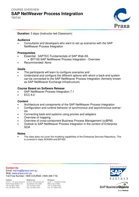 TBIT40 - SAP NetWeaver Process Integration - Brilliant Training ...