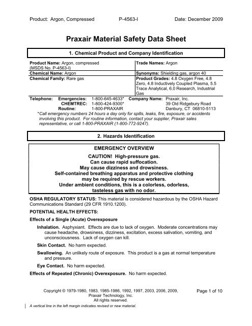 Msds For Argon