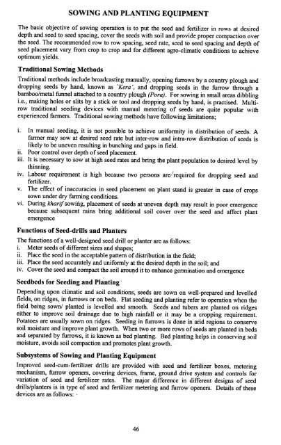 SOWING AND PLi\;NTING EQUIPMENT Traditional Sowing Methods ...