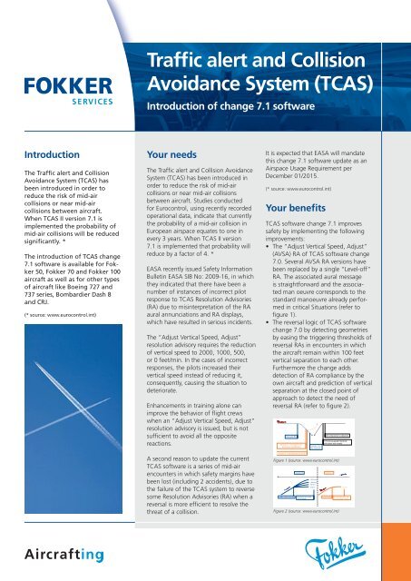 Traffic alert and Collision Avoidance System (TCAS) - Fokker Services