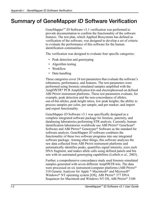 Appendix I GeneMapper