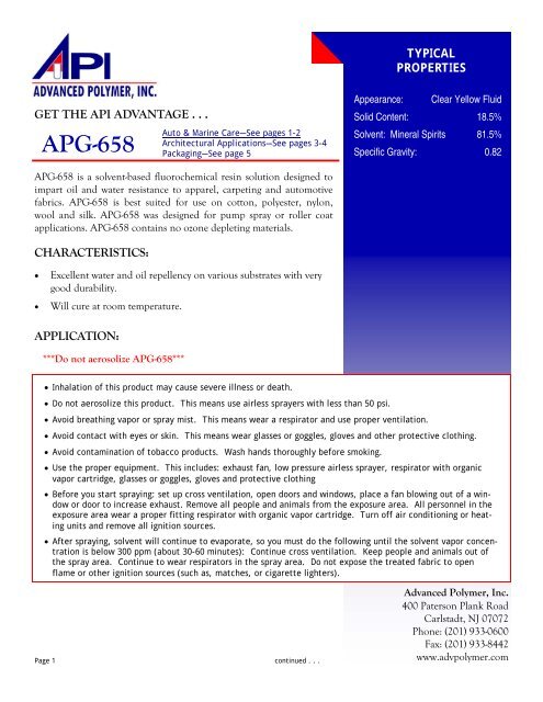 APG-658 - Advanced Polymer, Inc.