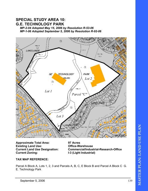 master plan: land use plan special study area 10: ge technology park