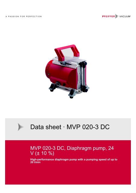 Data sheet · MVP 020-3 DC - Pfeiffer Vacuum