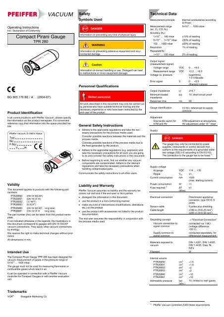 Compact Pirani Gauge - Pascal Technologies, Inc.