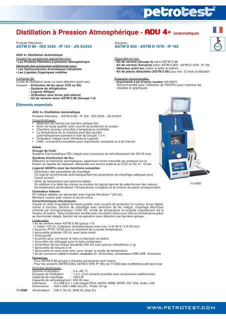 Flyer F11-5580f - Distillation - ADU4plus - Petrotest