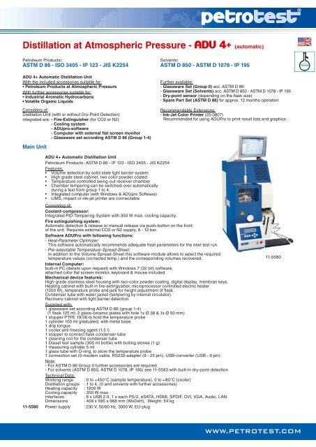 Flyer F11-5580e - Distillation - ADU4plus - Elico Marketing