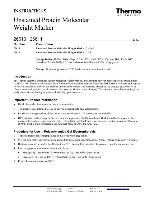 Unstained Protein Molecular Weight Marker - Pierce