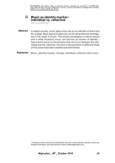 Music as identity marker: individual vs. collective - Acidi