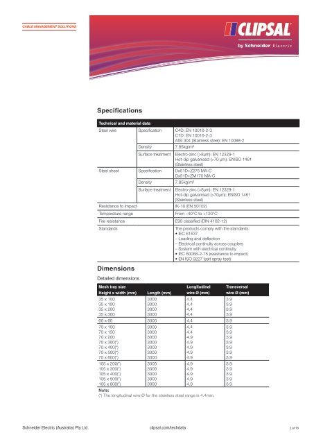 Specifications Technical