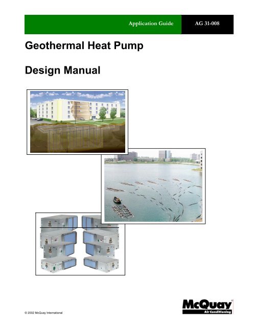 AG 31-008 Geothermal Heat Pump Design Manual - McQuay ...