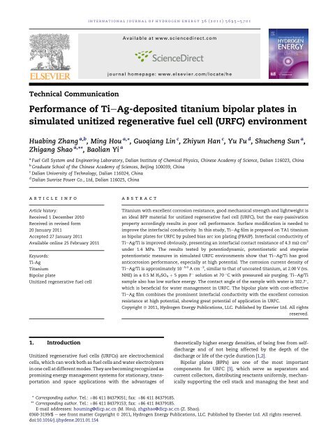 Performance of Ti-Ag-deposited titanium bipolar plates in simulated ...
